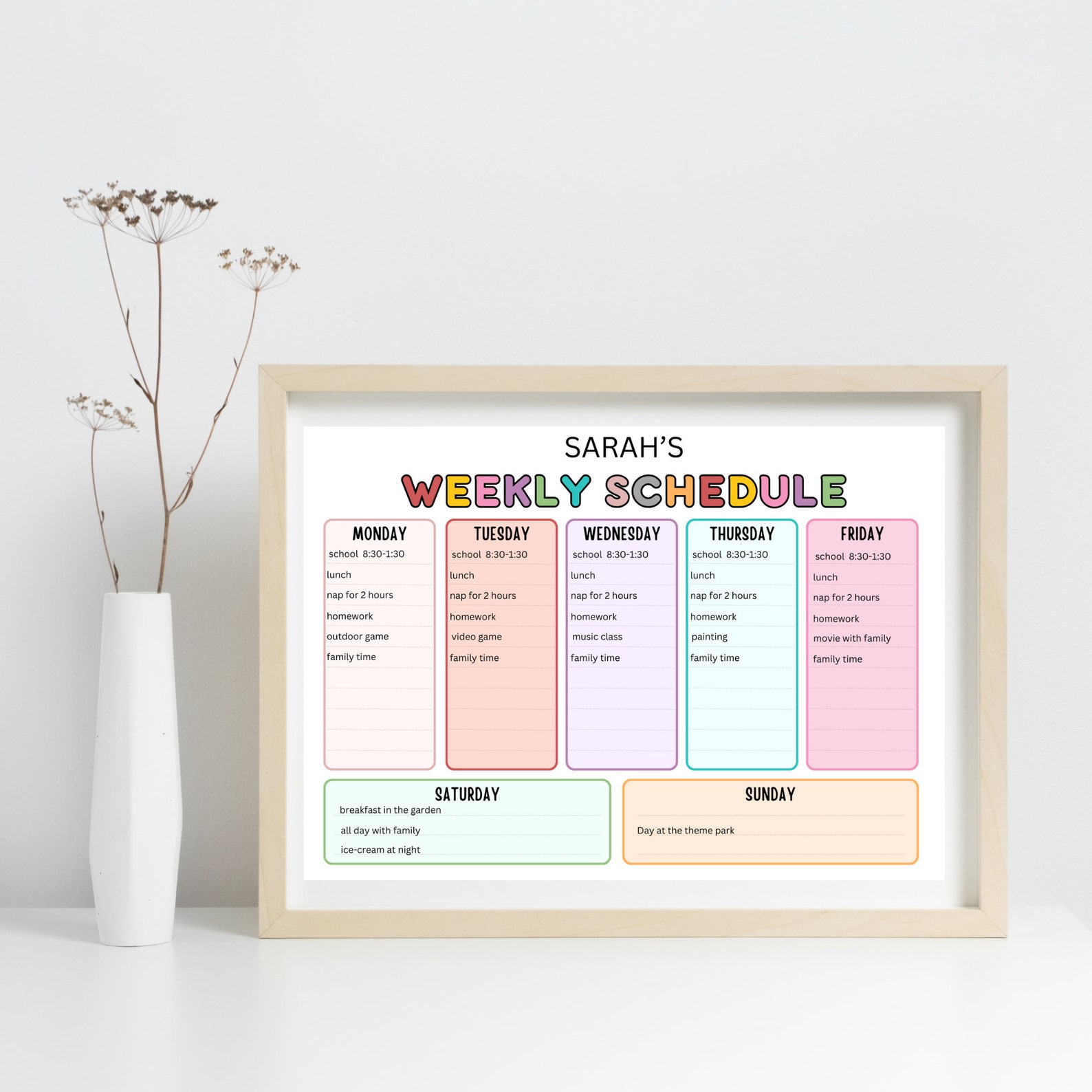 Weekly Schedule Kids Chore Chart Editable Weekly Checklist - Etsy