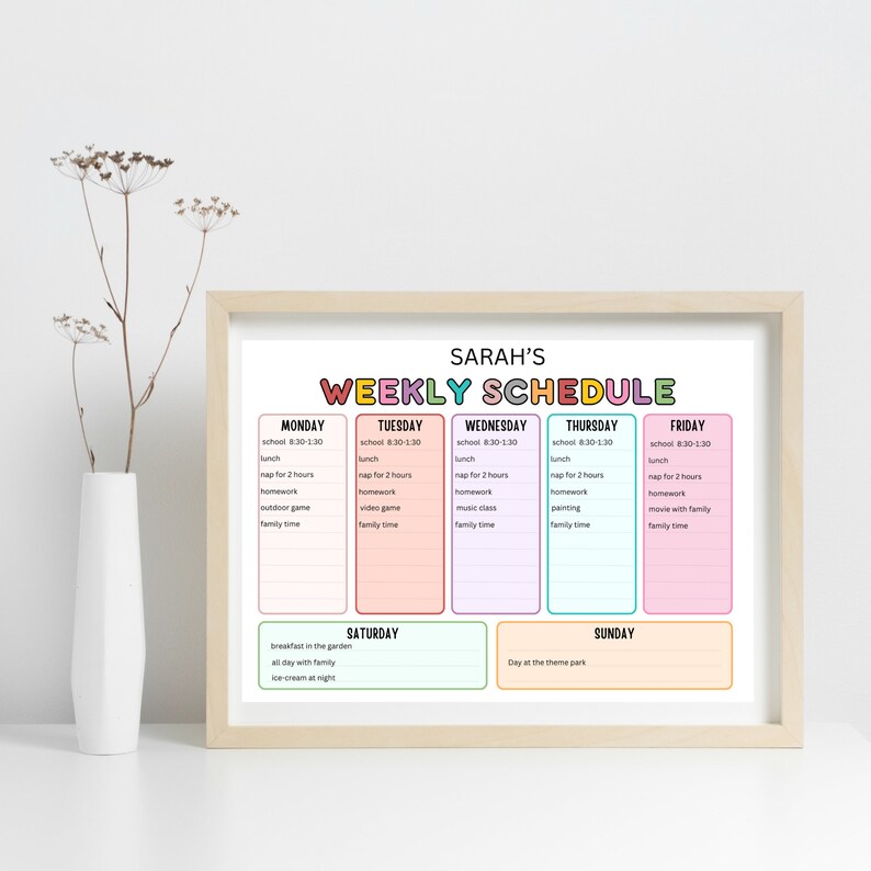 Weekly Schedule Kids Chore Chart Editable Weekly Checklist - Etsy