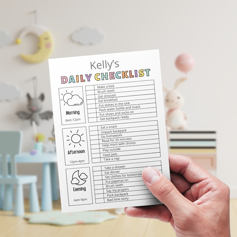 Kids Chore Chart Editable Daily Routine Responsibility Chart Kids Daily ...