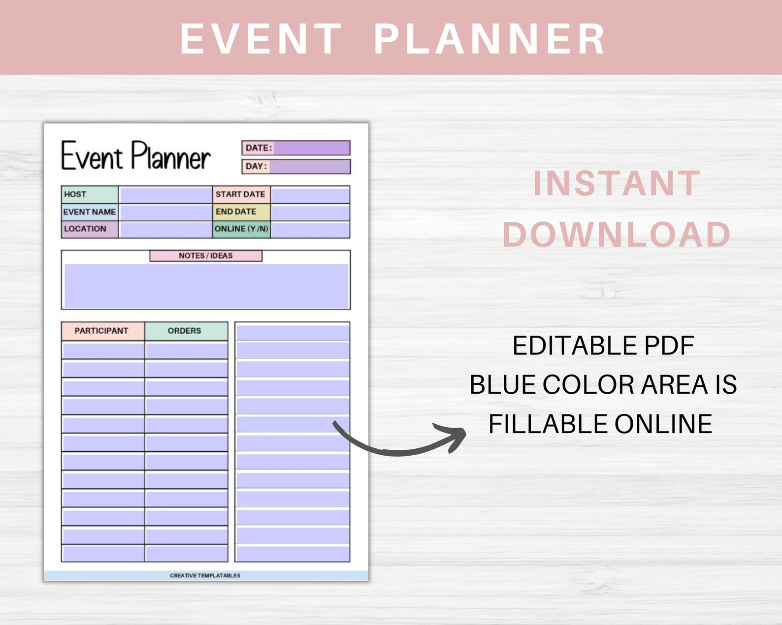 Event Planner Event Tracker Editable Event Planning Template Event ...