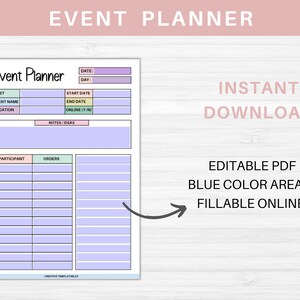 Event Planner Event Tracker Editable Event Planning Template Event ...