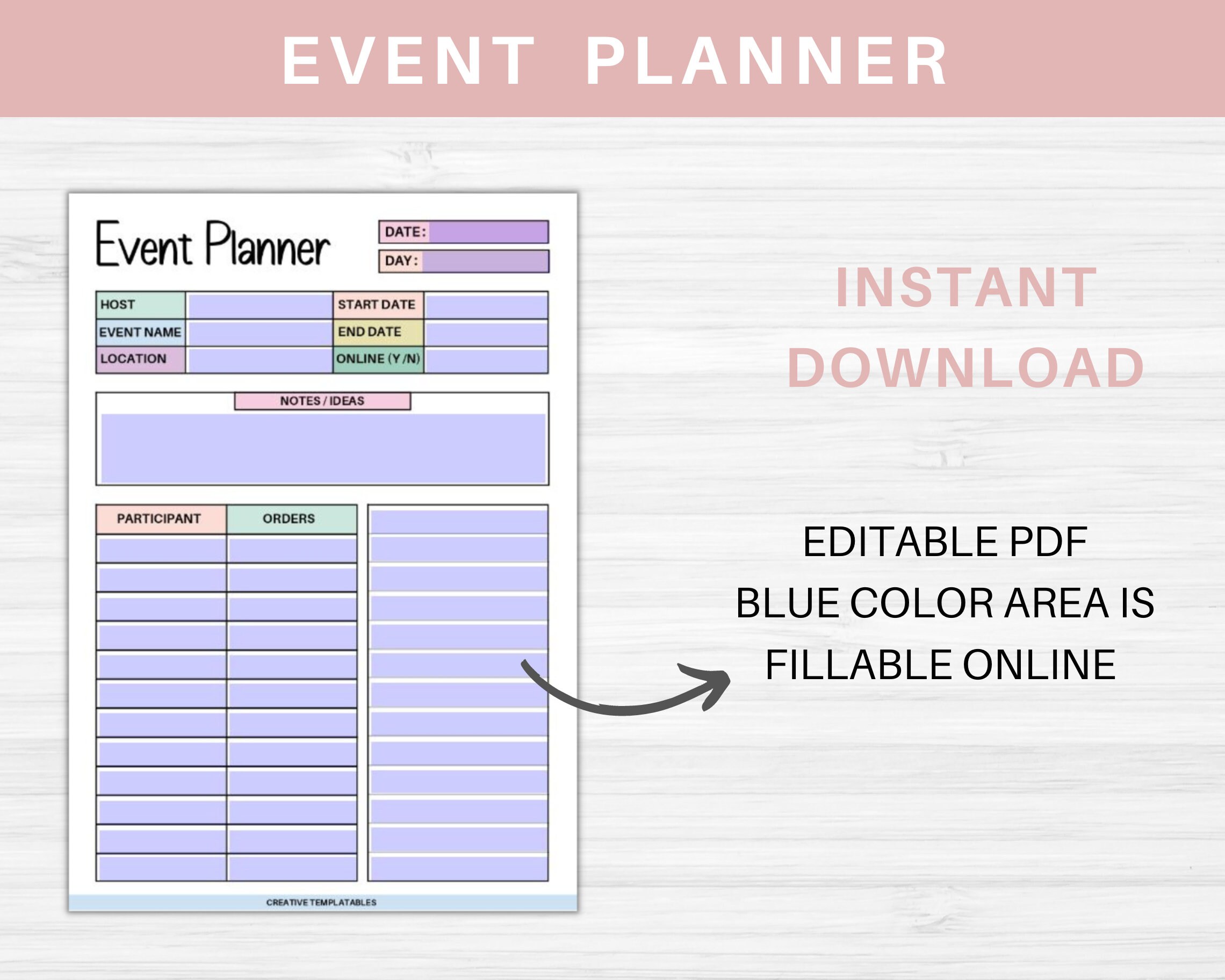 Event Planner Event Tracker Editable Event Planning Template Event ...