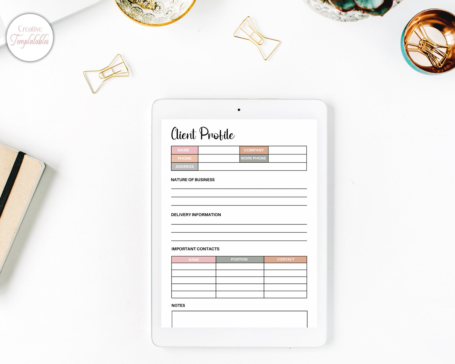 Client Profile Template | Printable Customer Profile Tracker | Client ...