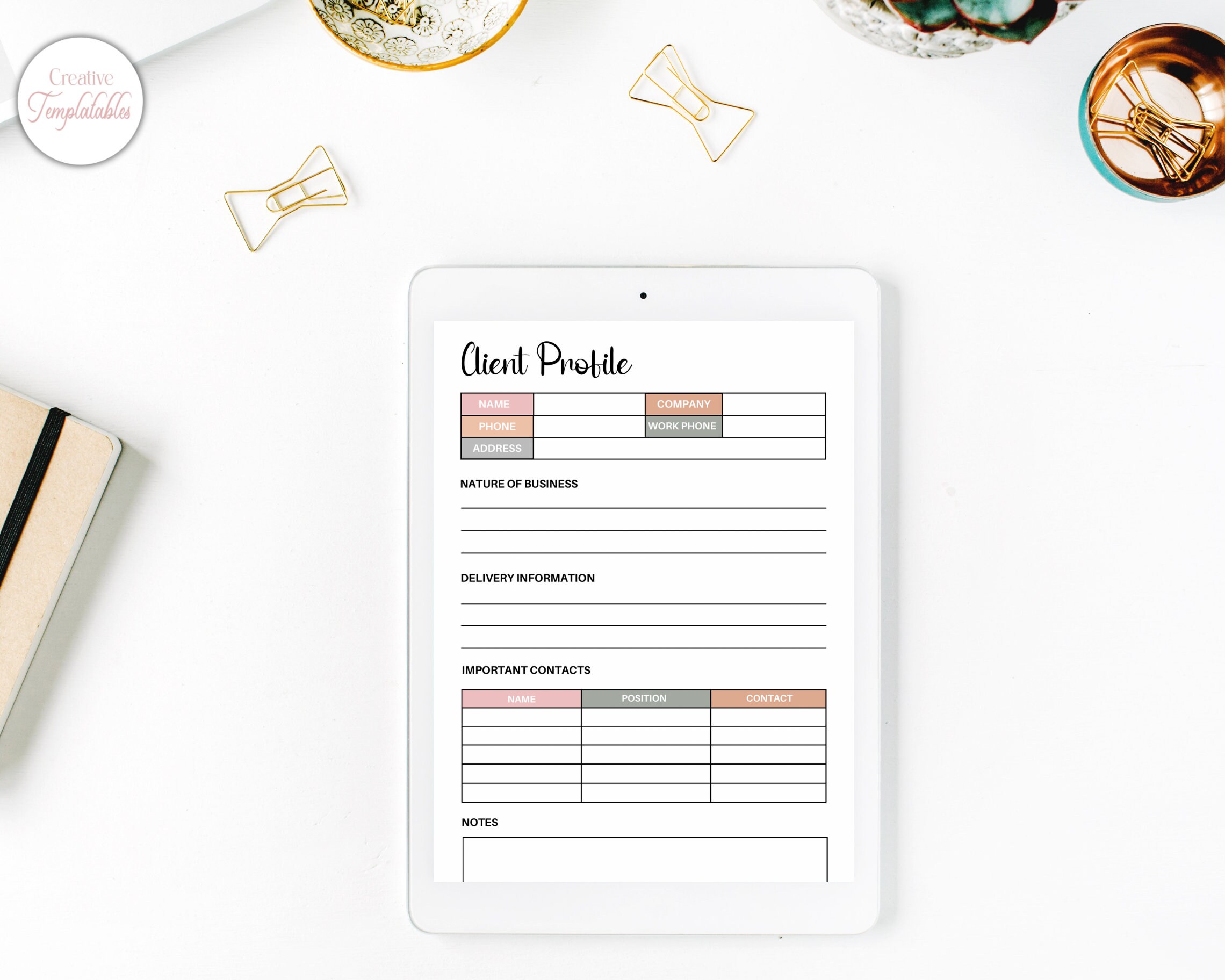 Client Profile Template | Printable Customer Profile Tracker | Client ...