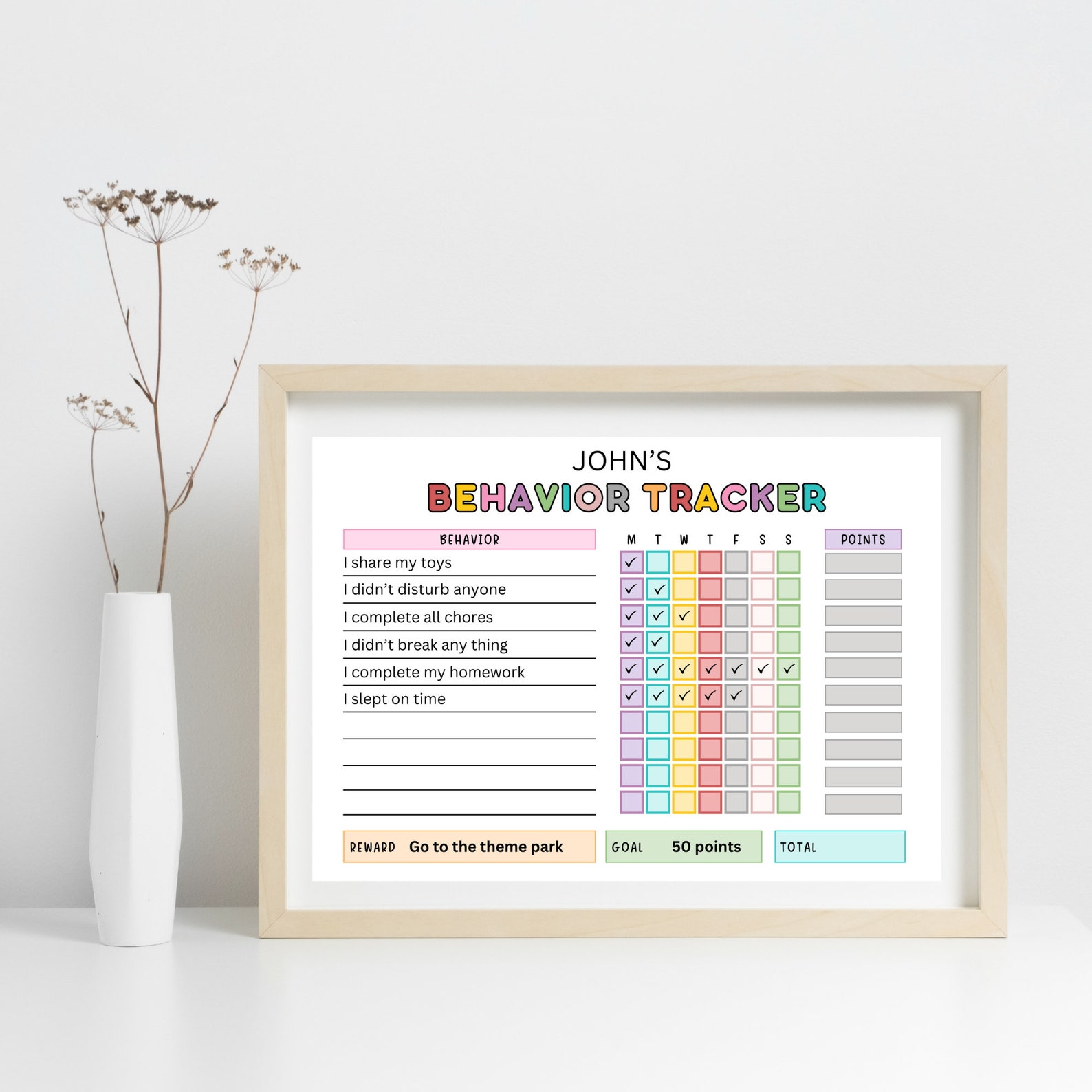 Behavior Reward Chart for Kids Good Behavior Tracking - Etsy