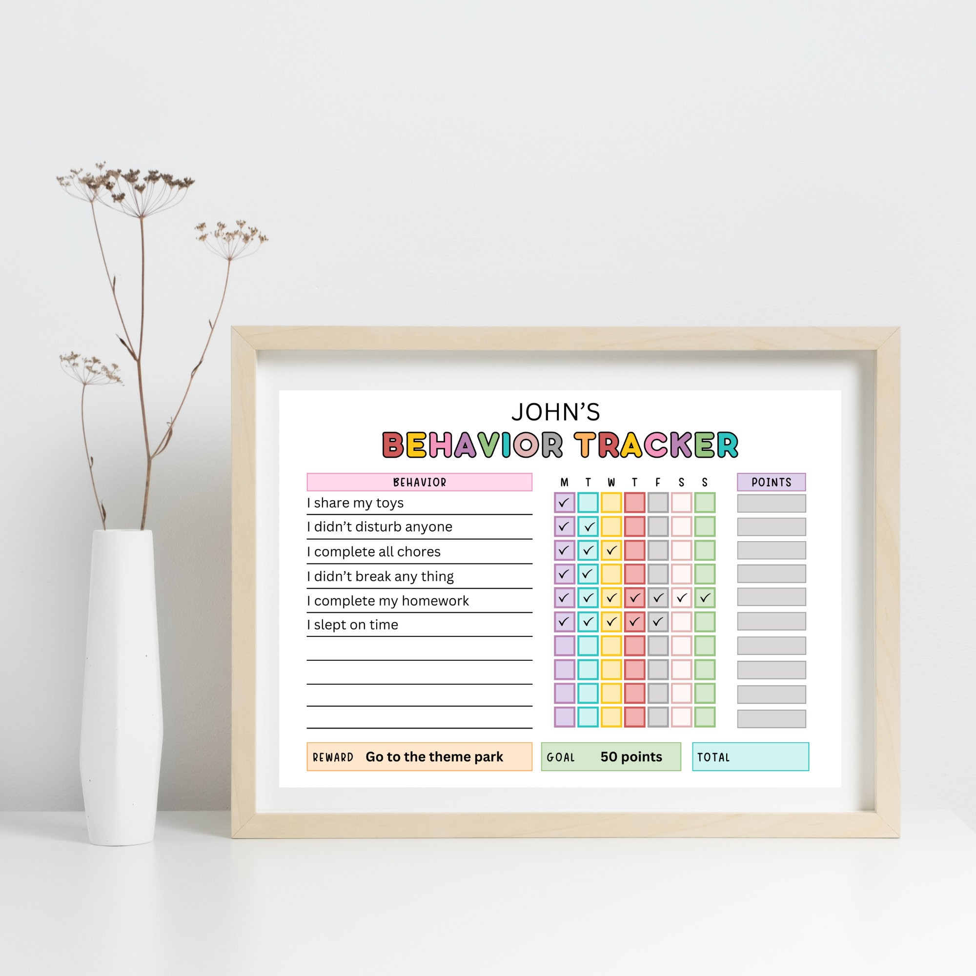 Behavior Reward Chart for Kids Good Behavior Tracking - Etsy