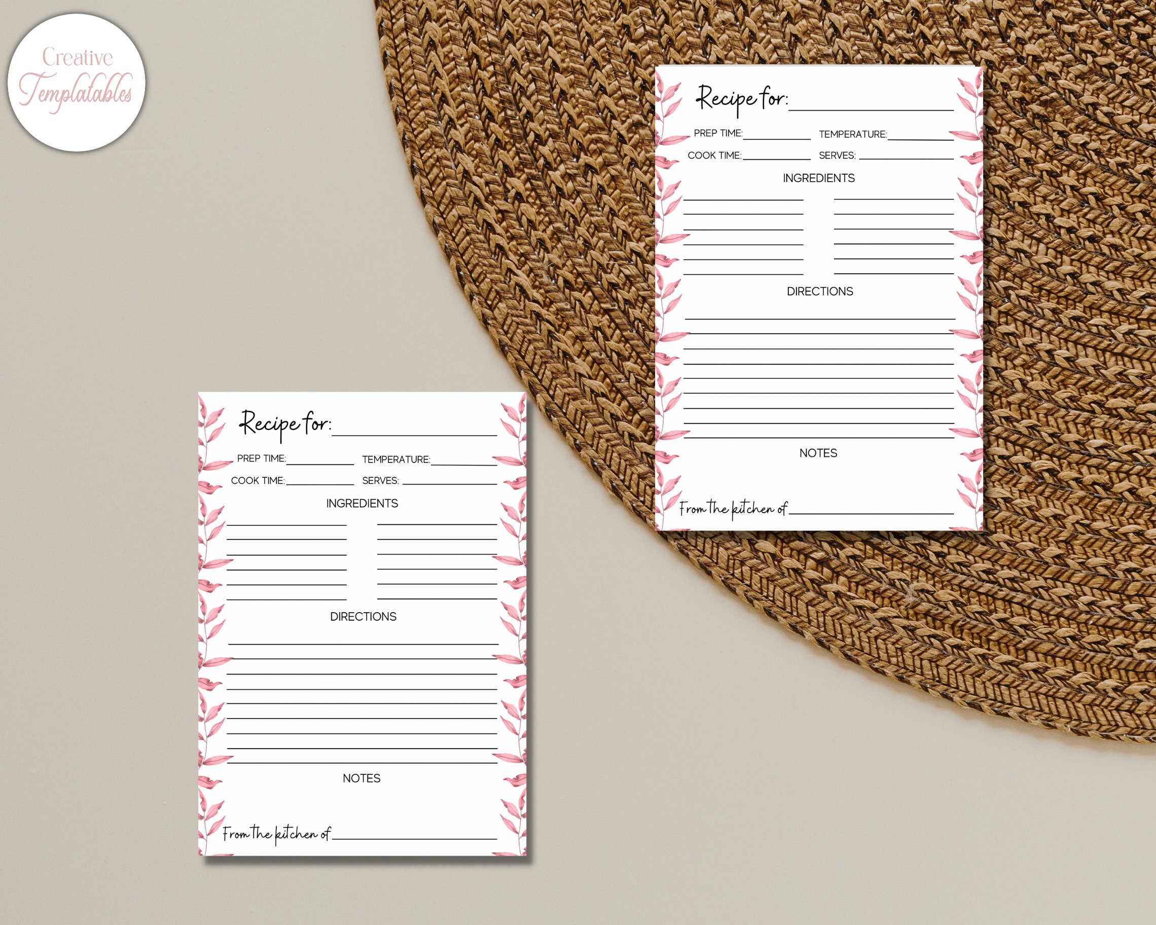 Recipe Template Editable Recipe Planner Recipe Organizer Meal Prep ...