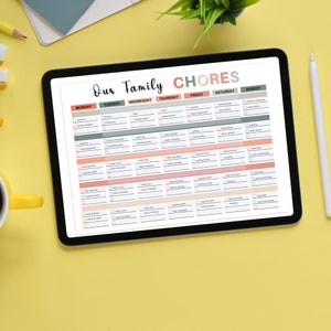 Family Chore Chart 2,3,4,5 Family Members Editable Chore Chart Family ...