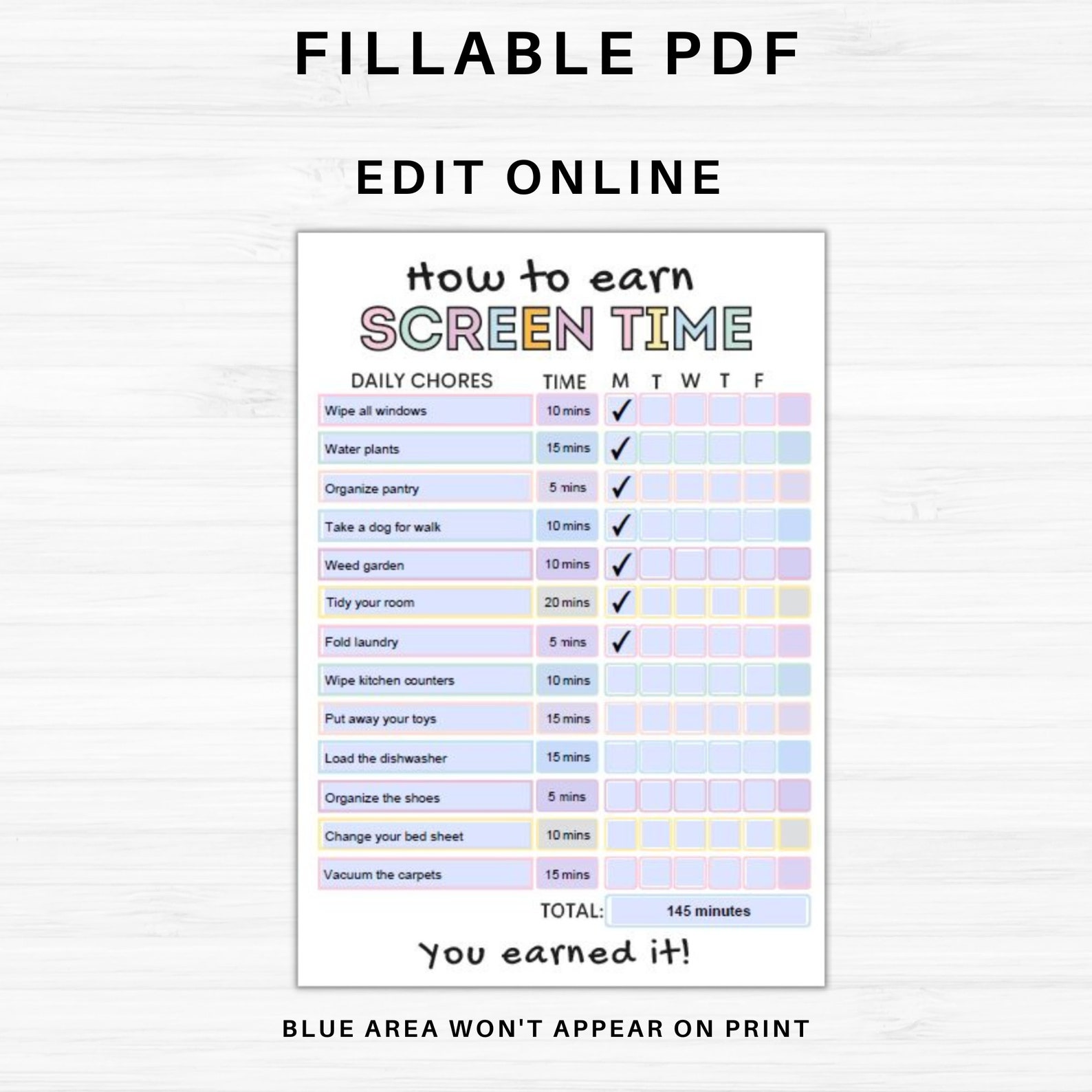 How to Earn Screen Time With Screen Bucks | Editable Allowance Chore ...