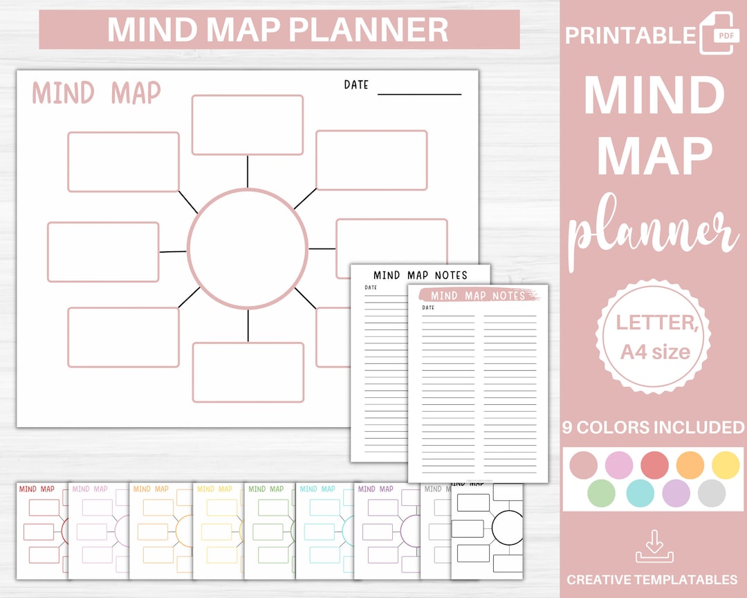 Mind Map Planner | Printable Mind Map Template | Study Guide | Idea Map ...