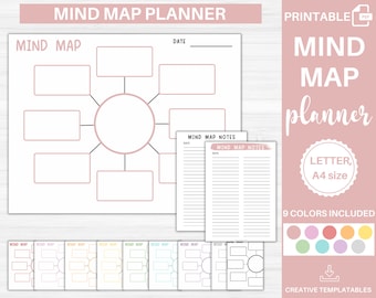 Weekly Mind Map Planner, Fillable Vision Board Task Action Plan ...