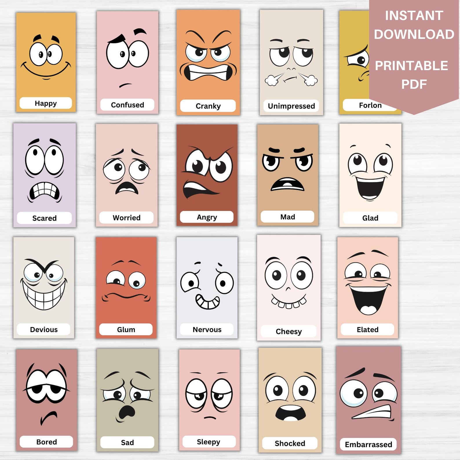 Kids Emotion Flashcards Printable Feeling Cards Calm Down Corner Zone ...