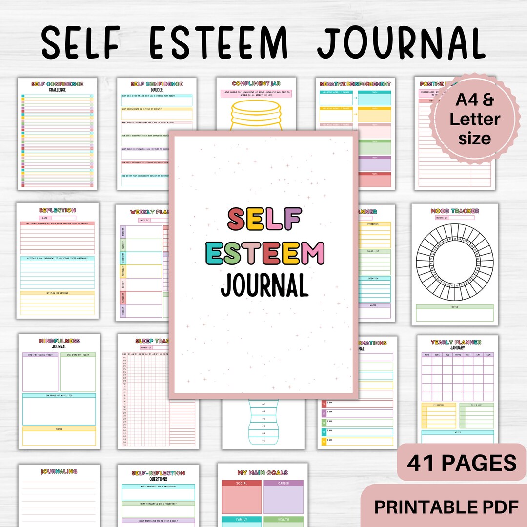 Self-esteem Journal Printable Self-confidence Planner Mental Health Log ...