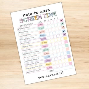 How to Earn Screen Time With Screen Bucks | Editable Allowance Chore ...