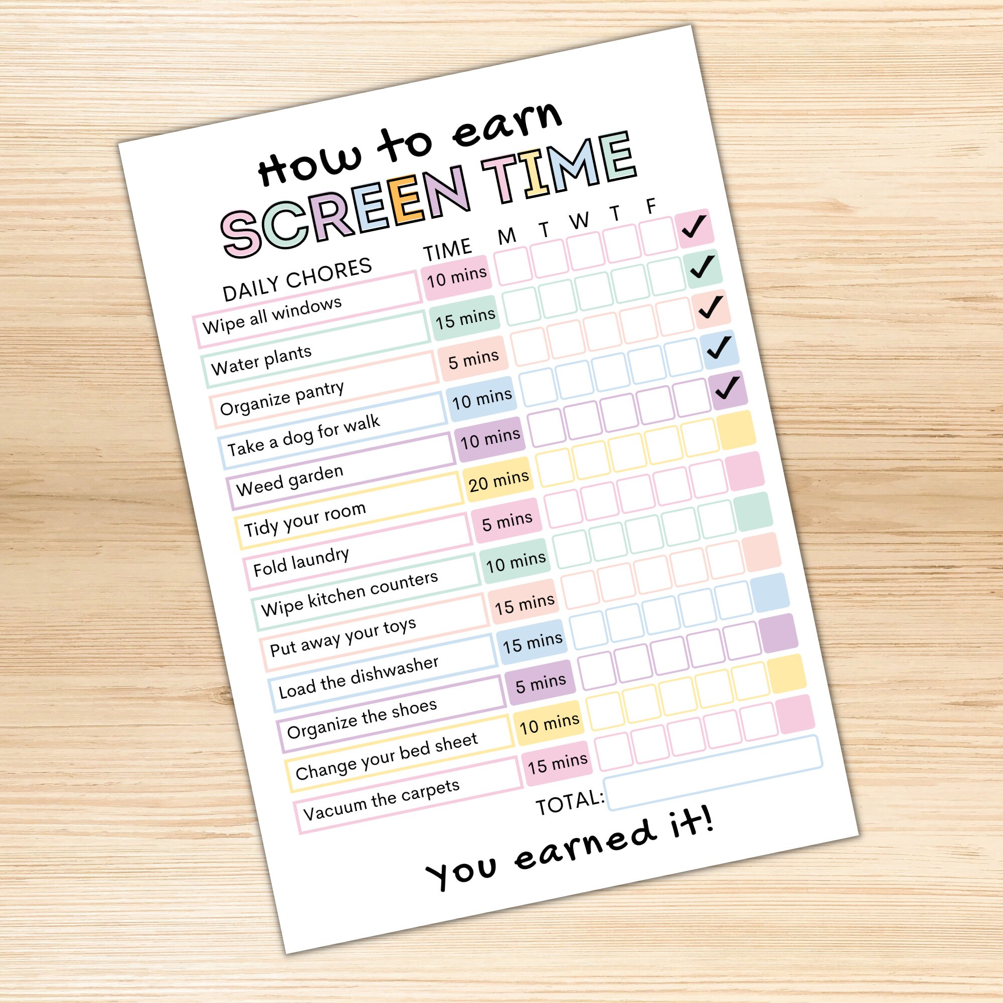 How to Earn Screen Time With Screen Bucks | Editable Allowance Chore ...