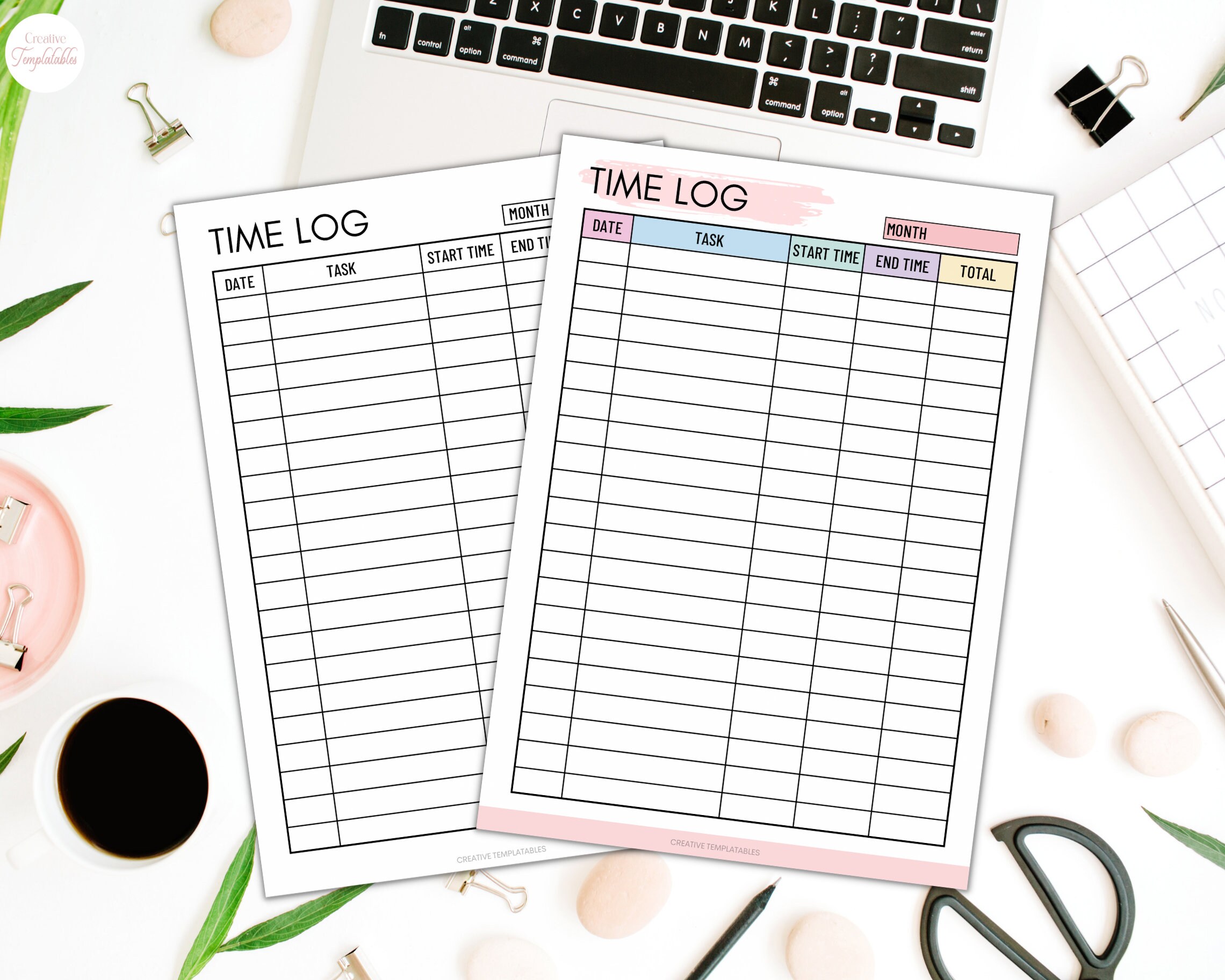 Time Log Time Spent Tracker Printable Time Log Working Hours Log ...