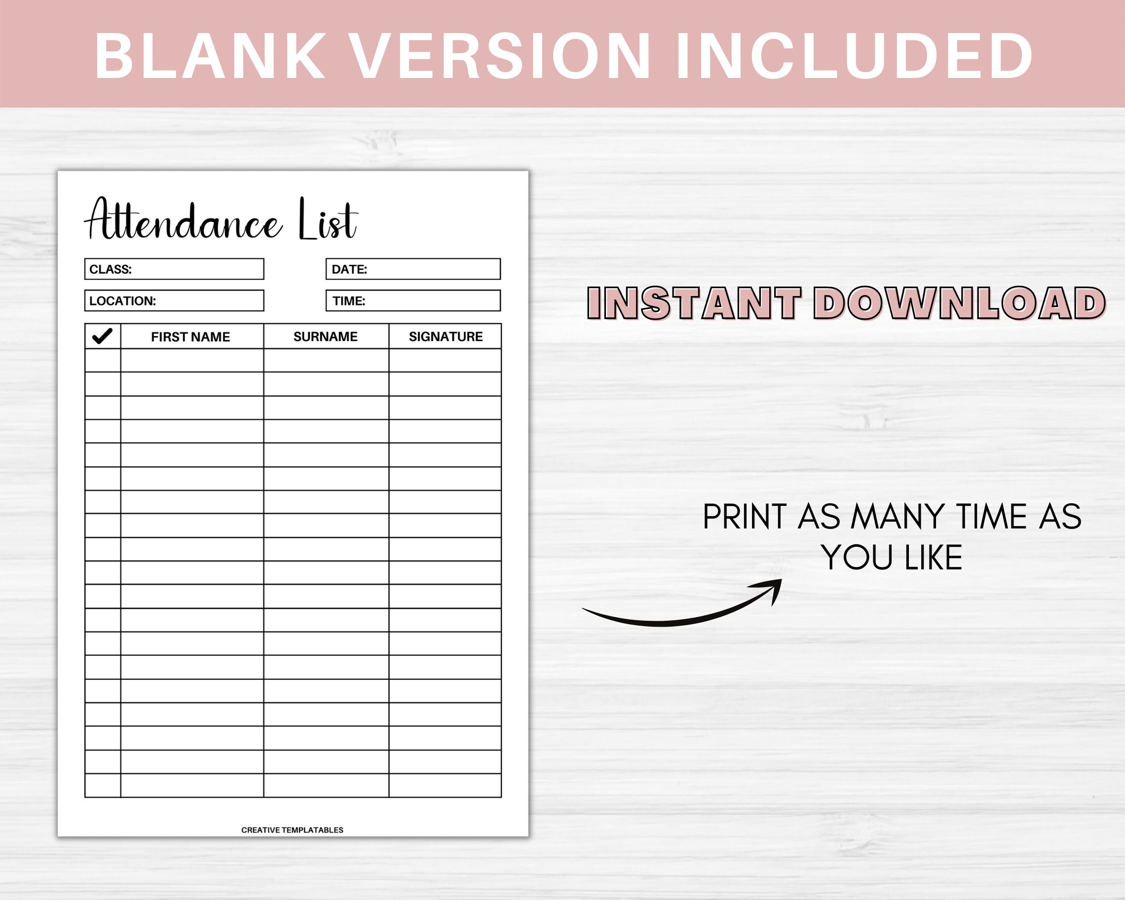 Attendance List | Printable Attendence Tracker | Attendance Management ...
