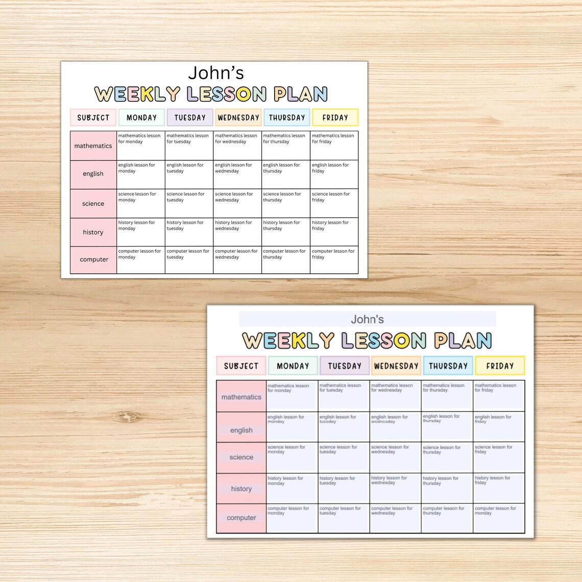 Weekly Lesson Plan Editable | Lesson Planner | Homeschool Teacher ...