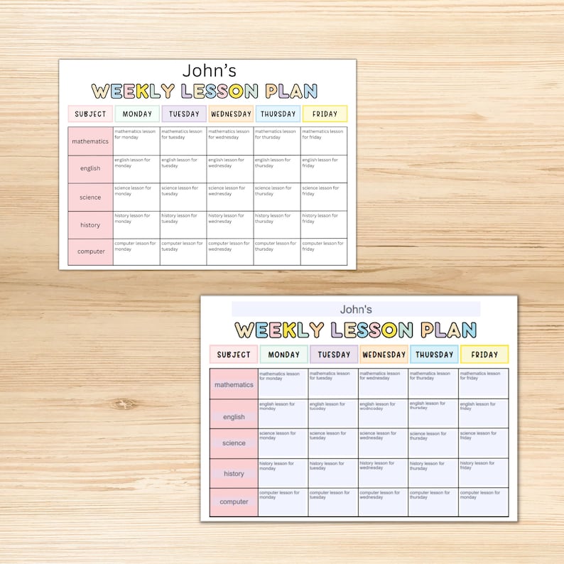 Weekly Lesson Plan Editable | Lesson Planner | Homeschool Teacher ...