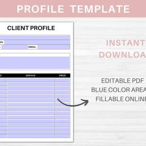 Client Profile Template | Editable Customer Profile Tracker | Client ...