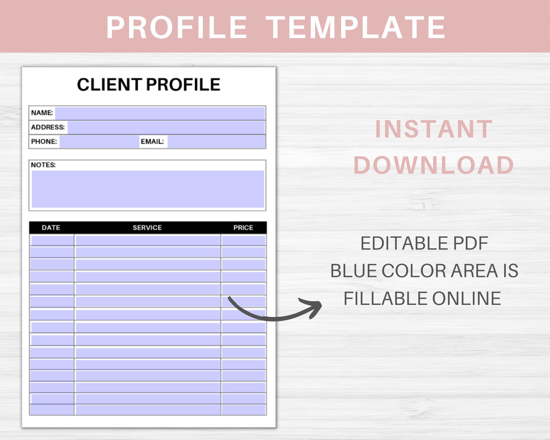 Client Profile Template | Editable Customer Profile Tracker | Client ...