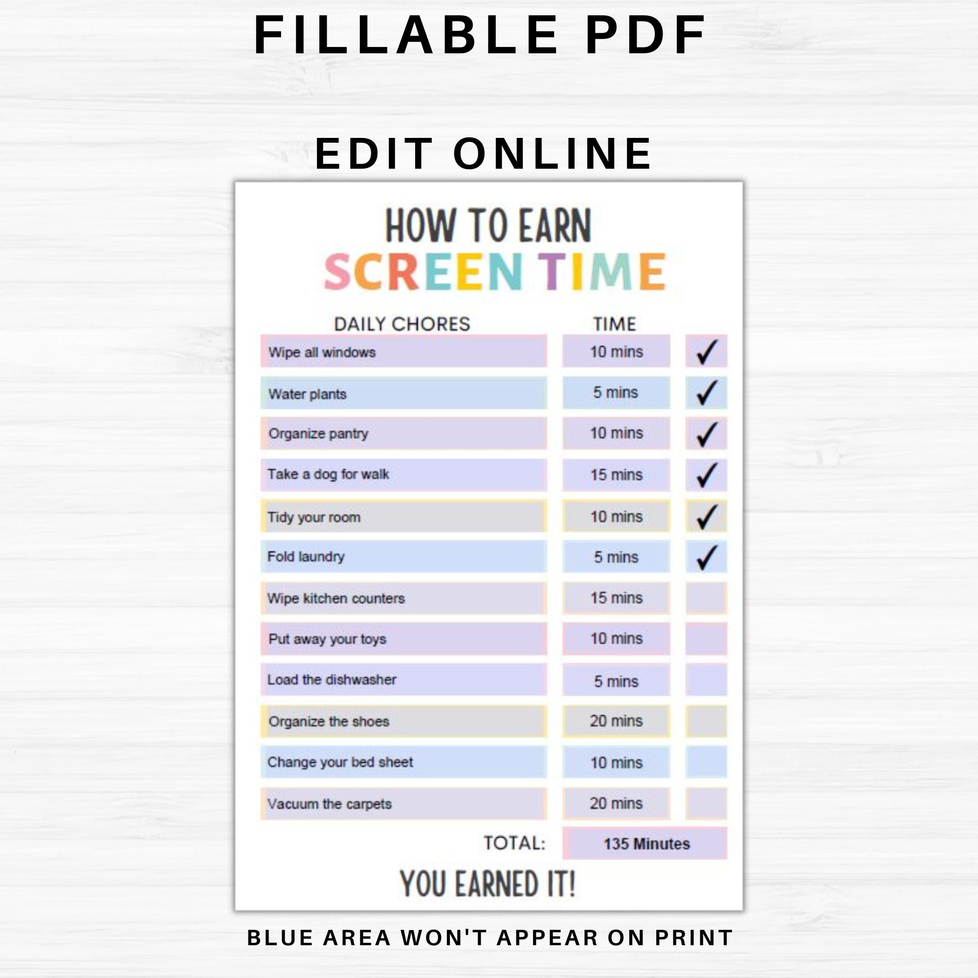 How to Earn Screen Time With Screen Bucks | Editable Allowance Chore ...