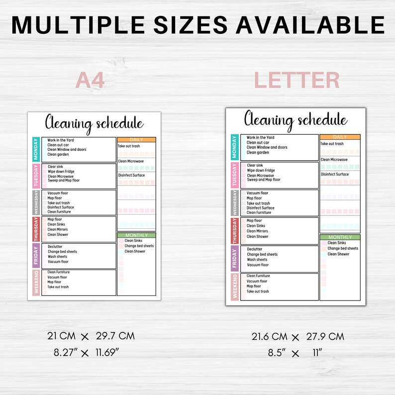 Cleaning Planner Cleaning Chore Chart Editable Cleaning Schedule ...