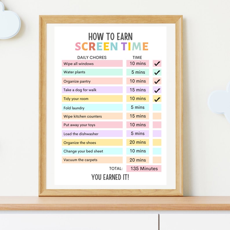 How to Earn Screen Time With Screen Bucks Editable Allowance - Etsy