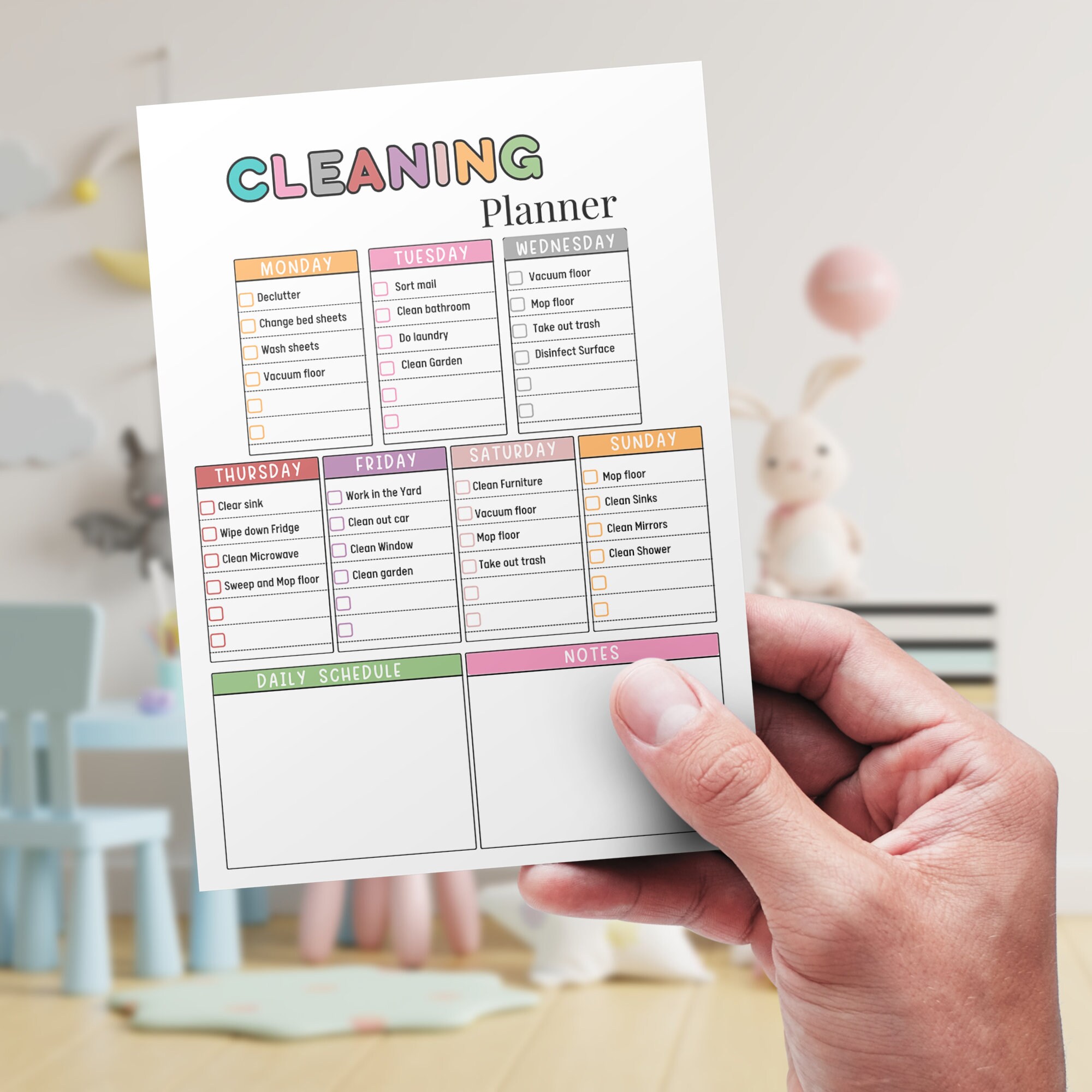 Cleaning Planner Cleaning Chore Chart Editable Cleaning - Etsy