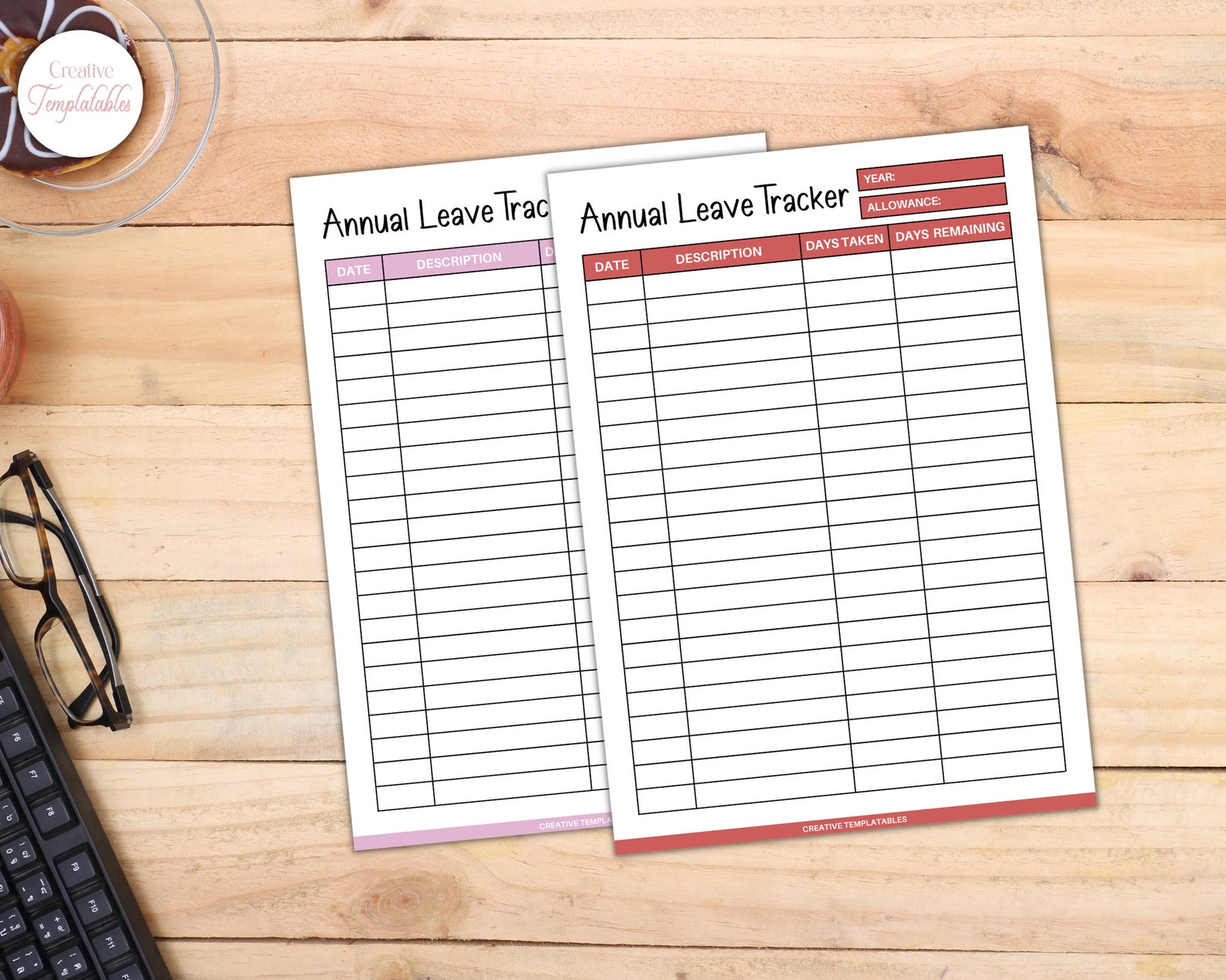 Annual Leave Tracker Printable Holiday Tracker Work Leave Log Annual ...