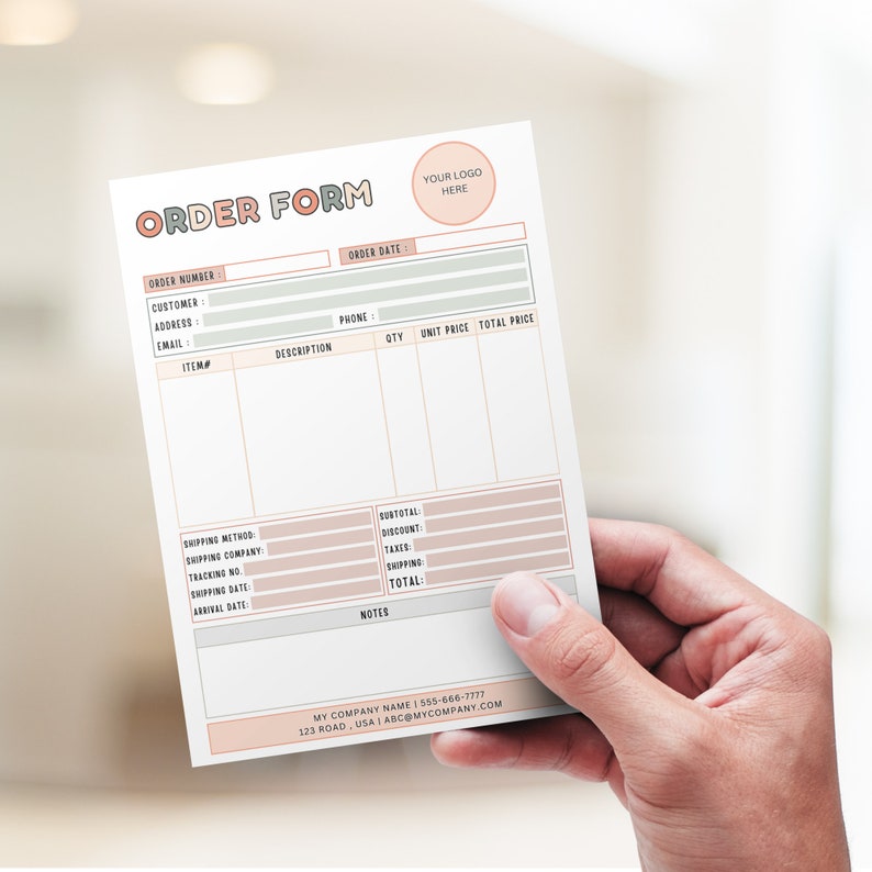 Order Form | Editable Payment Template | Business Receipt | Sales Order ...