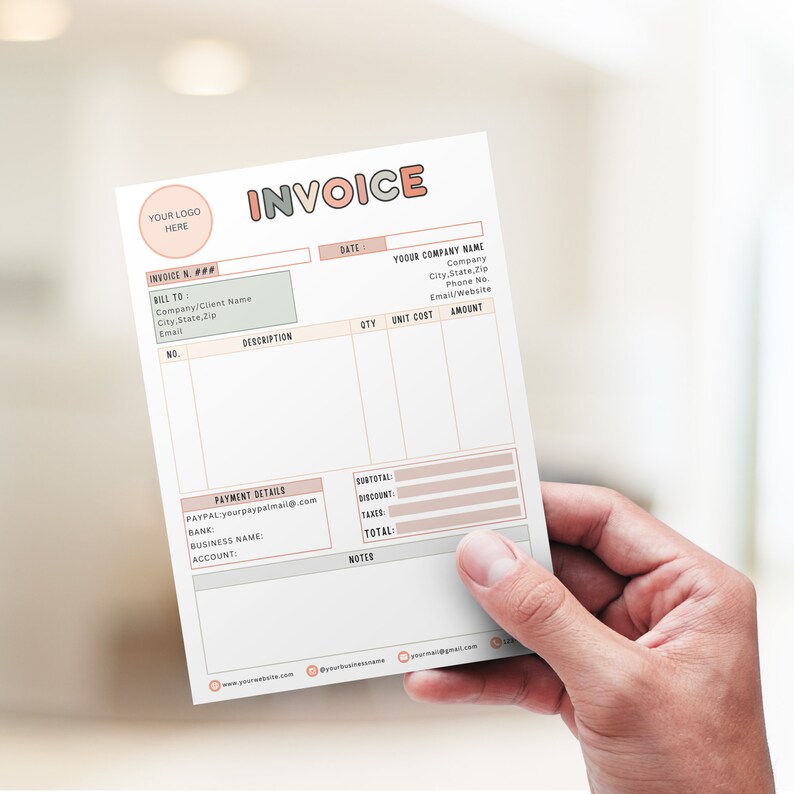 Invoice Template Editable Business Invoice Log Billing Template Receipt ...