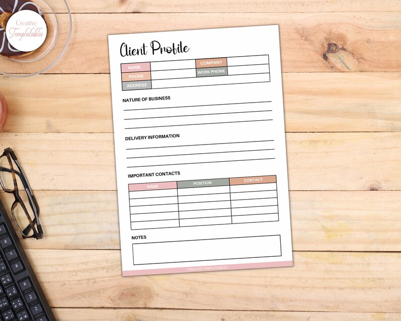 Client Profile Template Printable Customer Profile Tracker Client ...