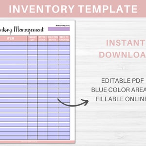 Inventory Management Planner Editable Inventory Tracker Stock Tracker Product Inventory ...