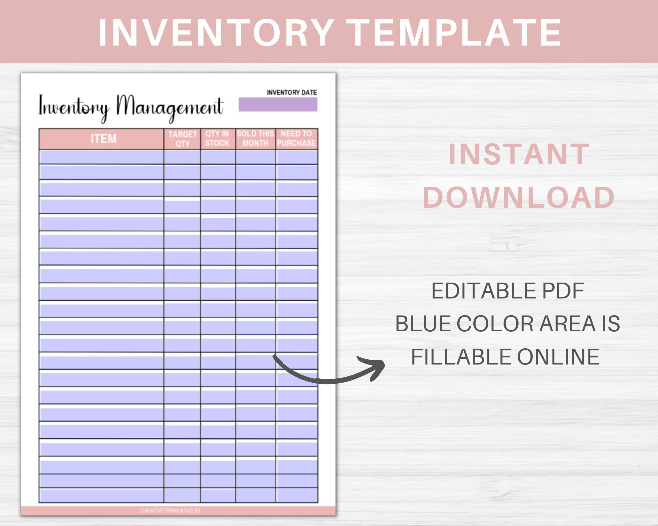 Inventory Management Planner Editable Inventory Tracker Stock Tracker ...