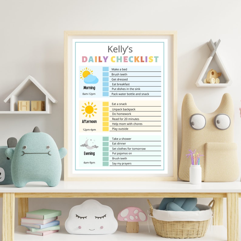 Kids Chore Chart Editable Daily Routine Responsibility Chart Kids Daily ...