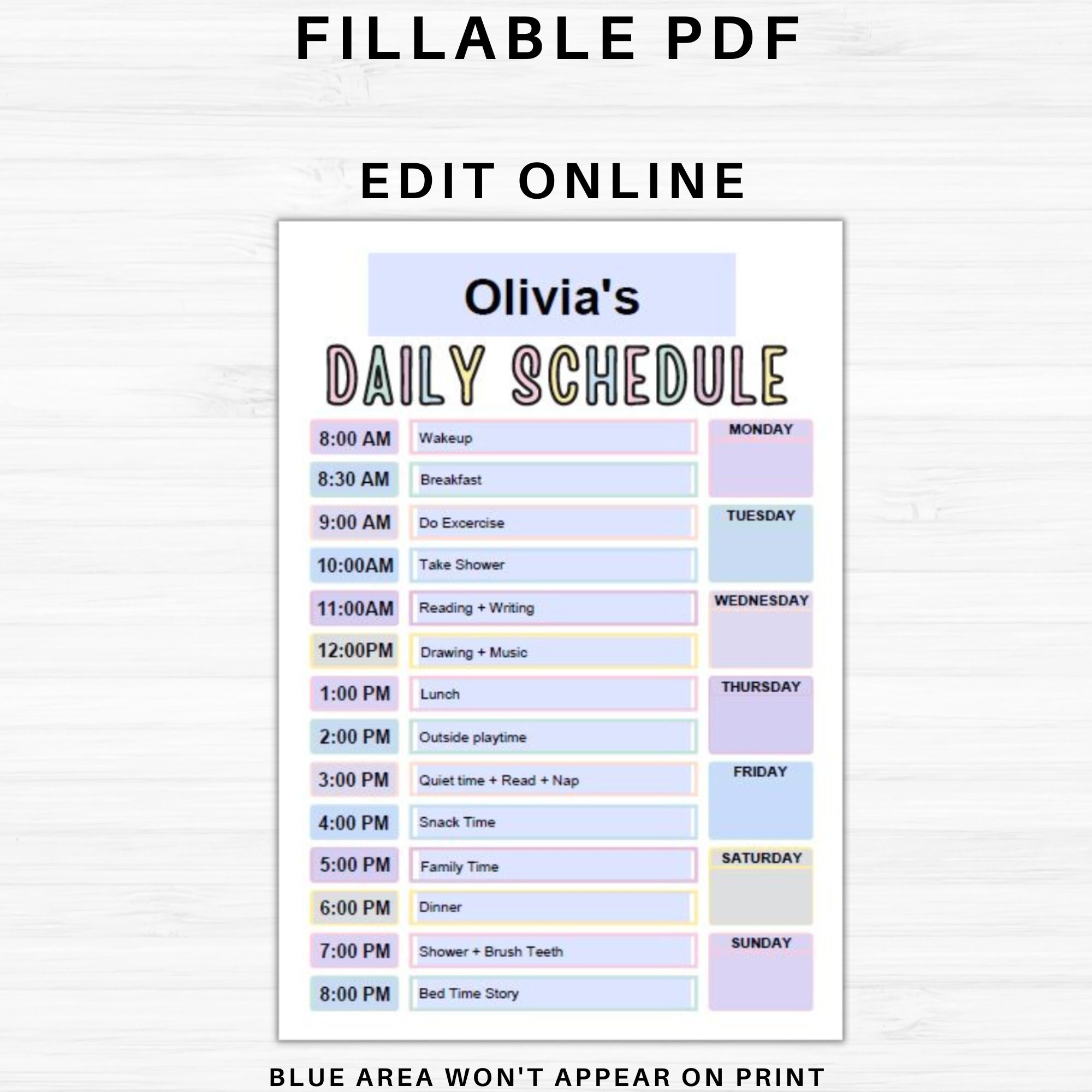 Kids Chore Chart Editable Daily Routine Responsibility Chart Kids Daily ...