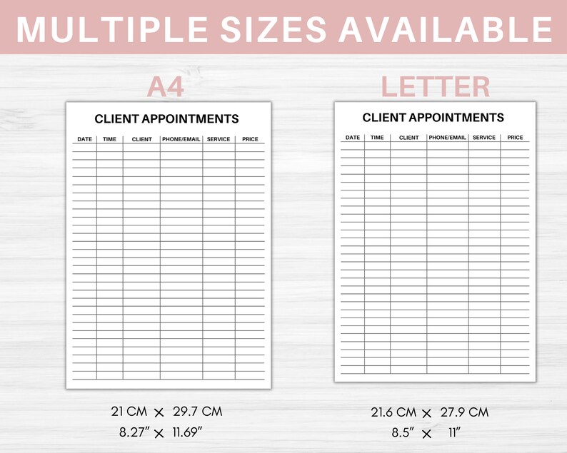 Client Appointment | Editable Appointment Tracker | Appointment Log | Client Appointment History ...