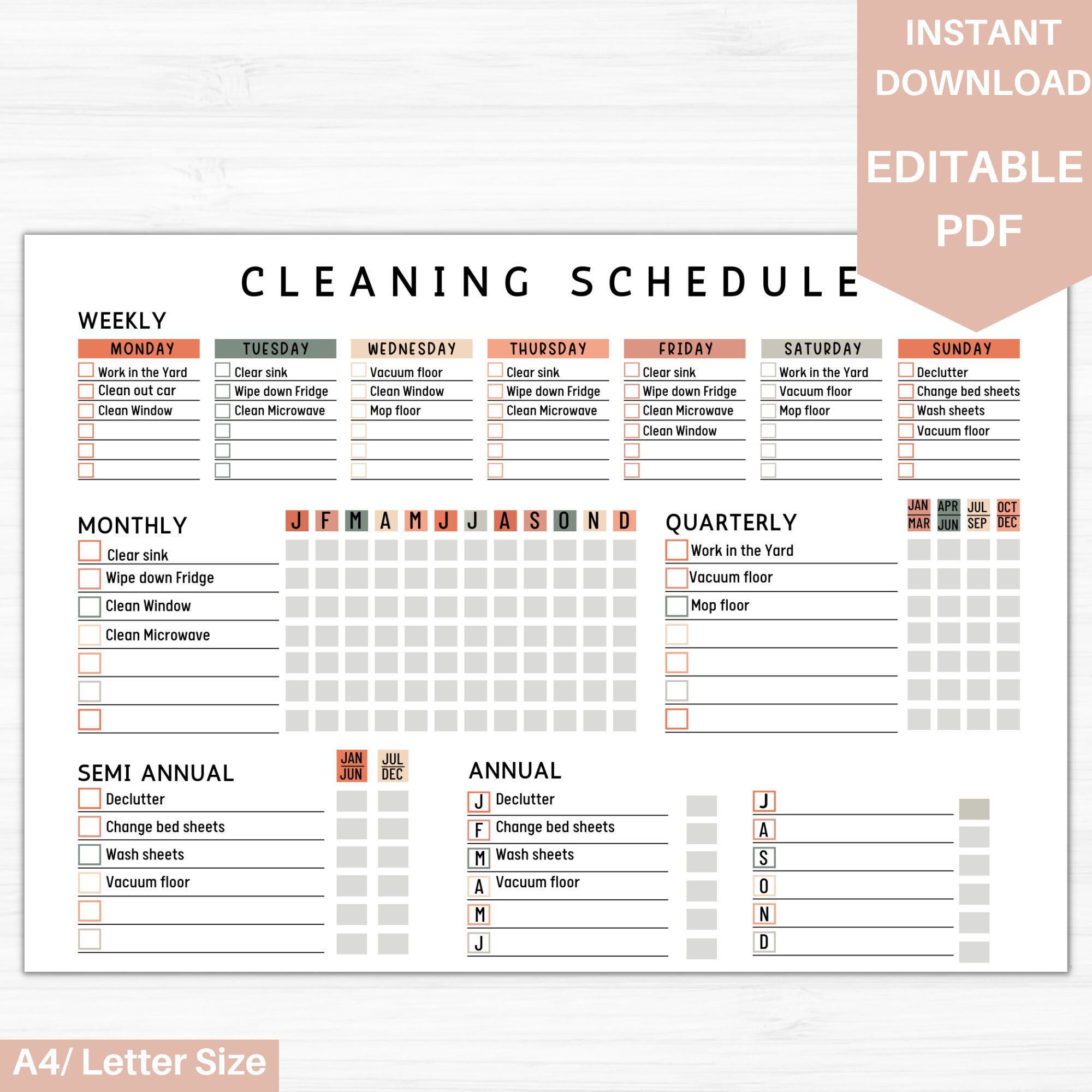 Cleaning Planner Cleaning Chore Chart Editable Cleaning Schedule ...