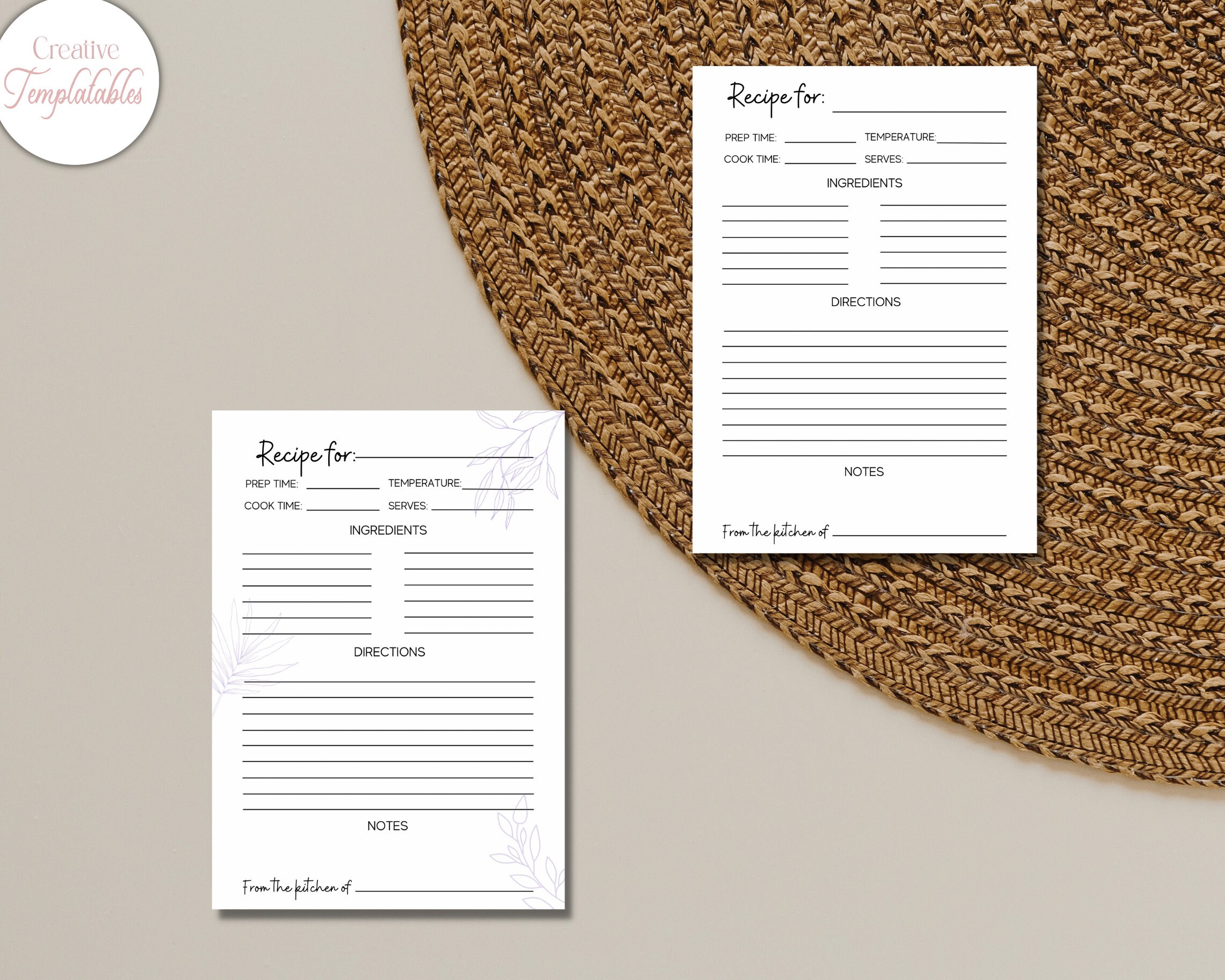 Recipe Template Editable Recipe Planner Recipe Organizer Meal Prep ...