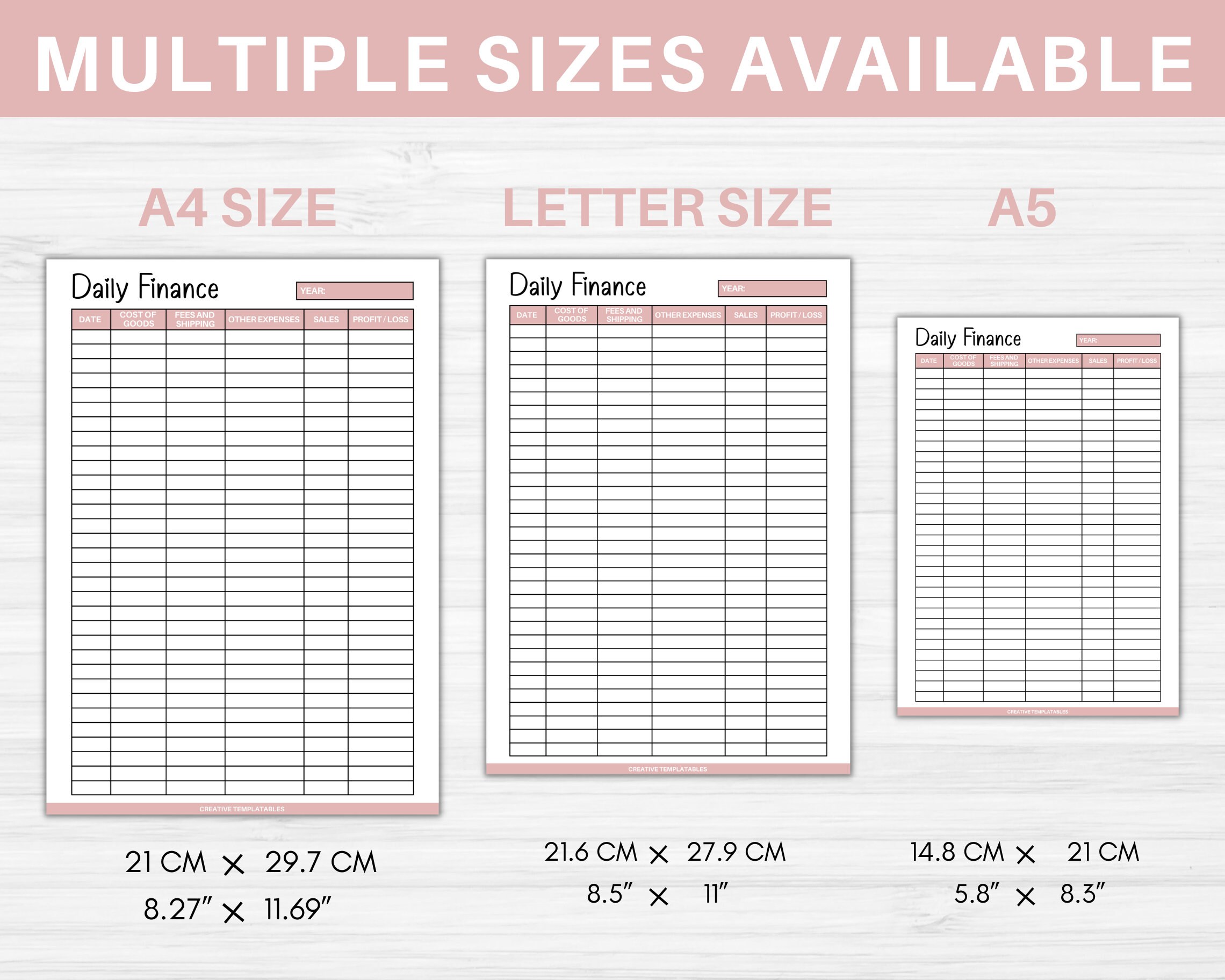 Daily Finance Tracker | Finance Log Printable | Expense Tracker ...