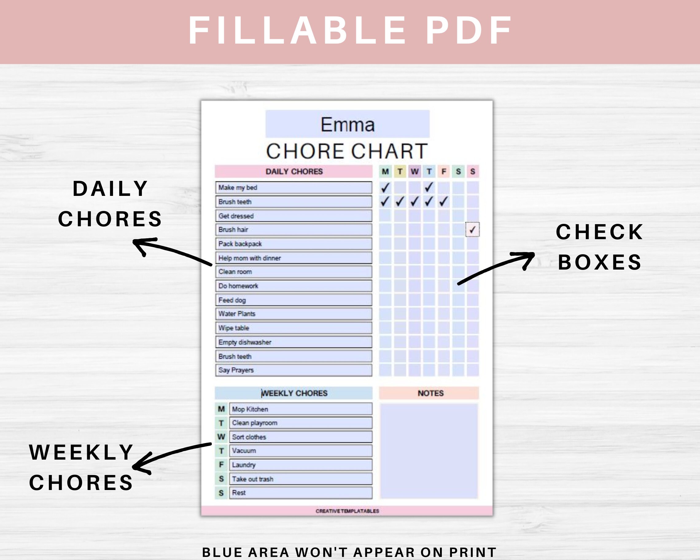 Chore Chart | Editable Responsibilities Chart | Chore List | Routine ...