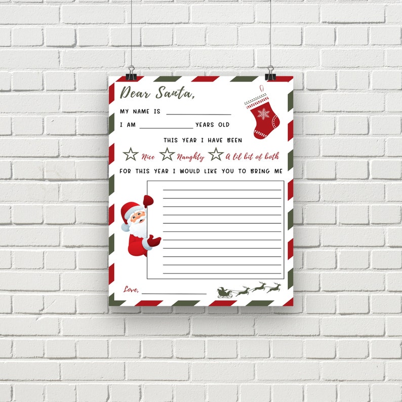 Letter to Santa Christmas Letter Dear Santa Printable Letter to Santa ...