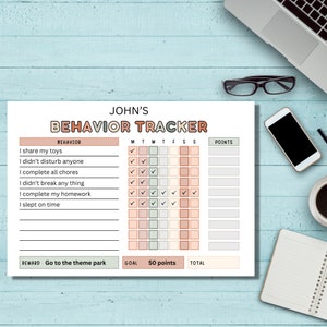 Behavior Reward Chart for Kids Good Behavior Tracking Children Behavior ...