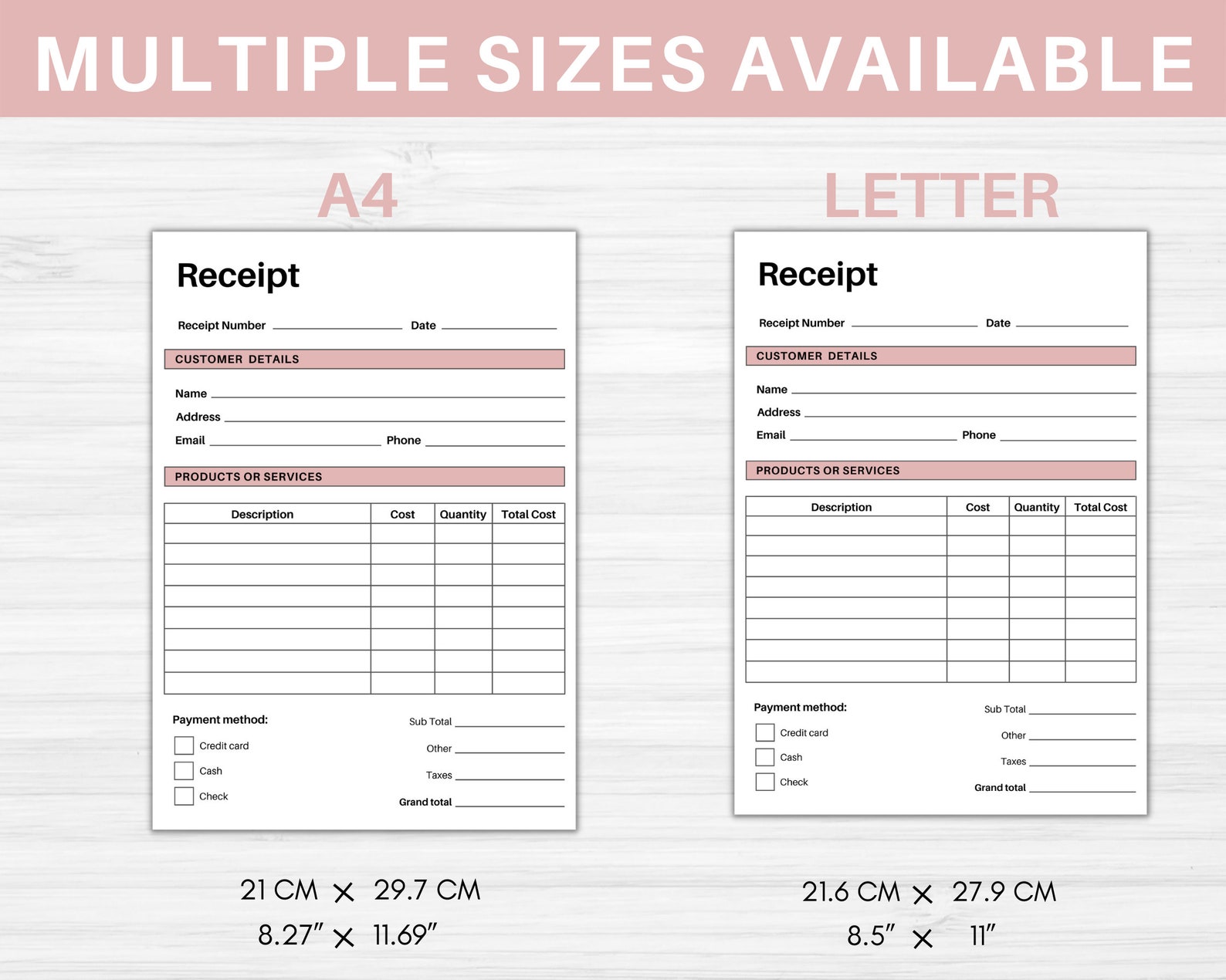 Receipt Template Editable Billing Template Sale and Customer Receipt ...
