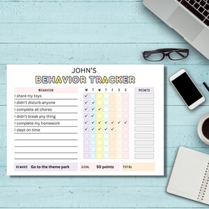 Behavior Reward Chart for Kids Good Behavior Tracking Children Behavior ...