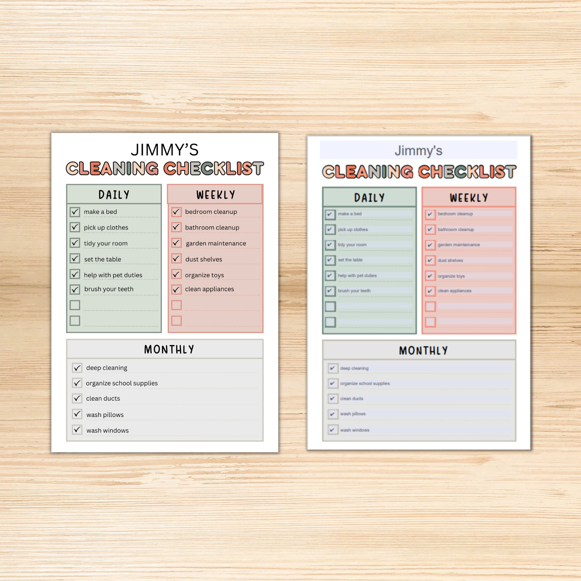 Cleaning Planner Kids Chore Chart Editable Cleaning - Etsy