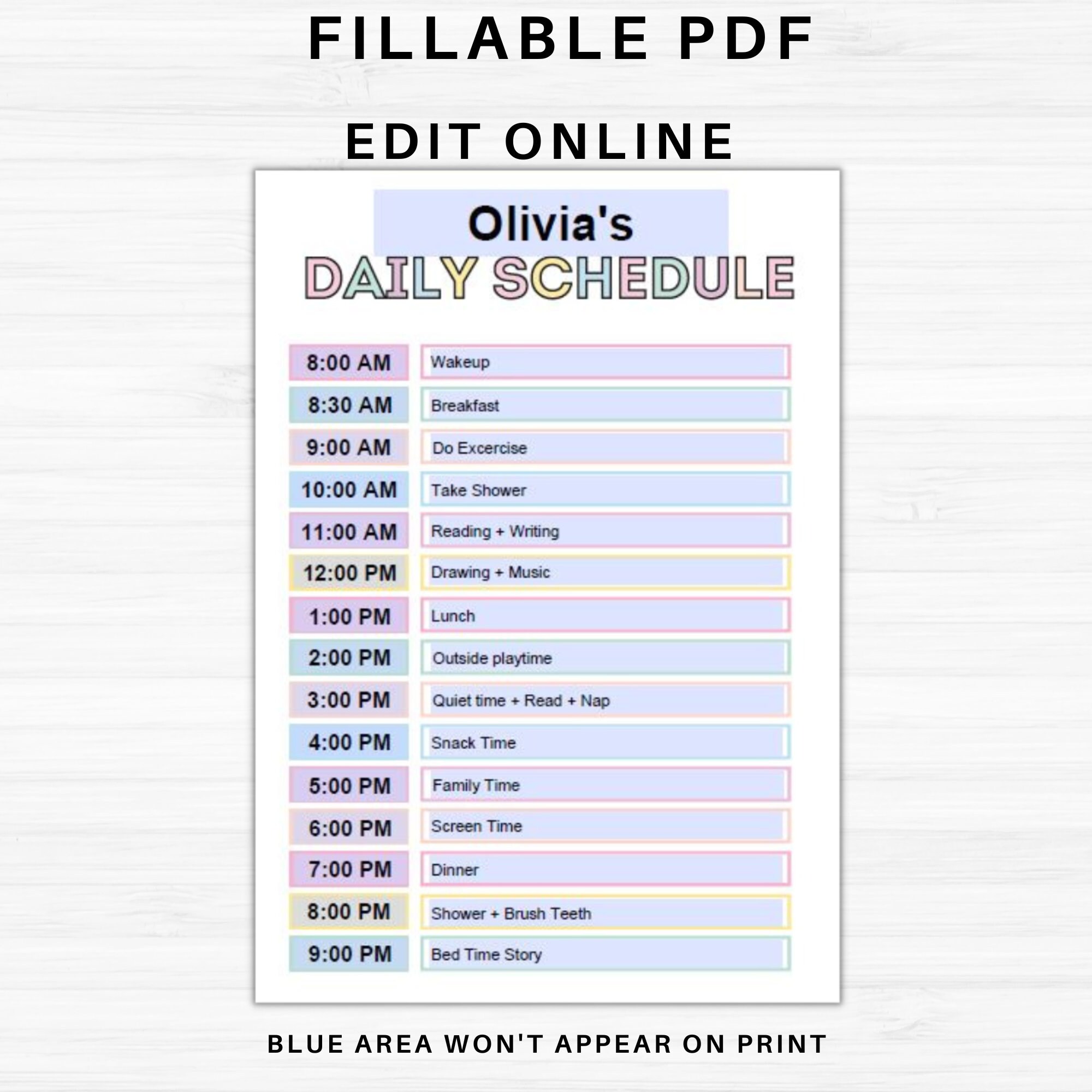 Kids Chore Chart Editable Daily Routine Responsibility Chart - Etsy