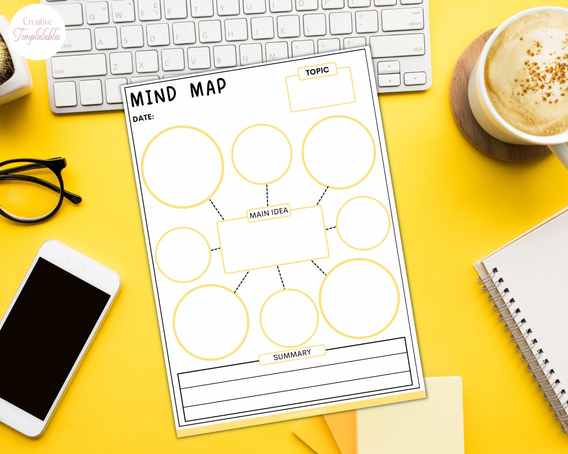 Mind Map Planner Printable Mind Map Template Study Guide Idea Map ...