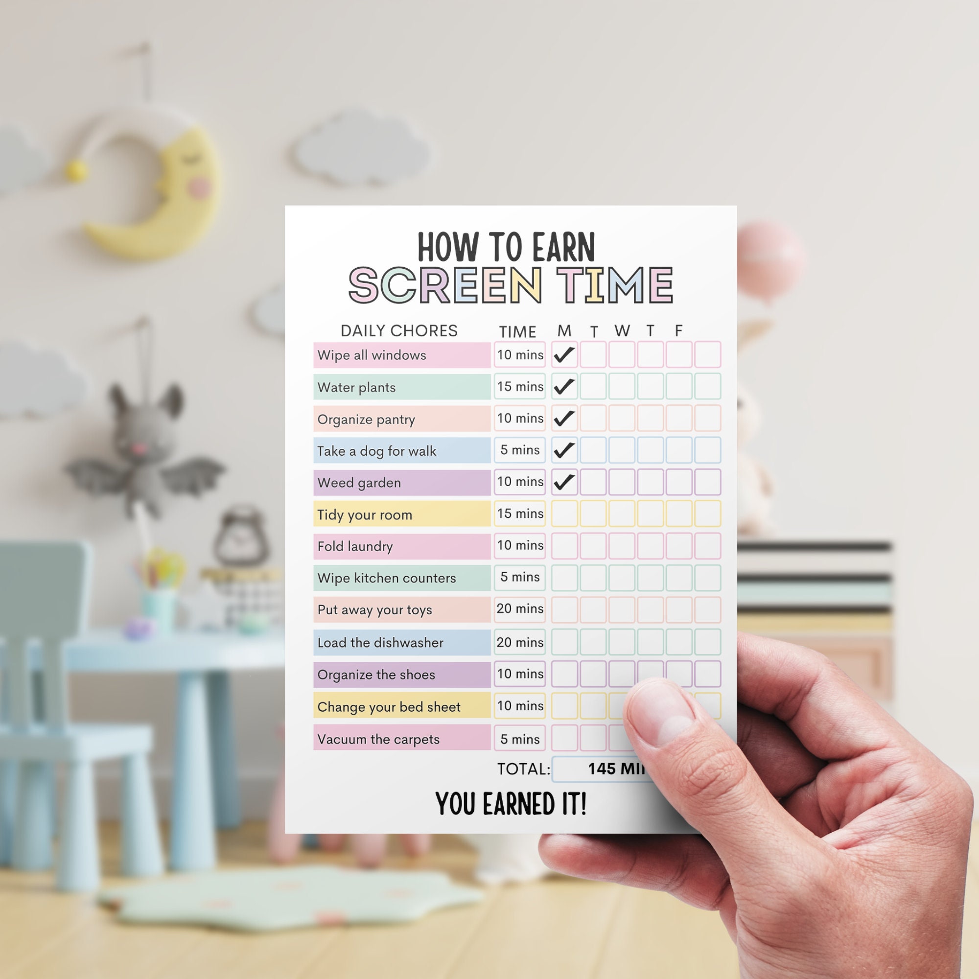 How to Earn Screen Time With Screen Bucks Editable Allowance Chore ...